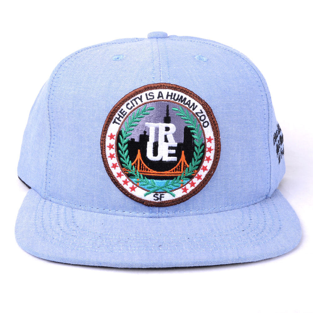 TRUE -Human Zoo 6 Panel Snapback Hat, Indigo Denim – The Giant Peach