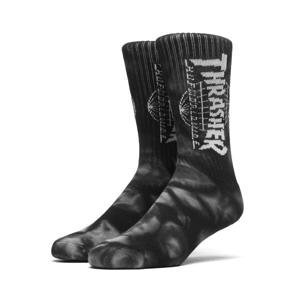 HUF x Thrasher TDS Crystal Wash Crew Socks, Black – The Giant Peach